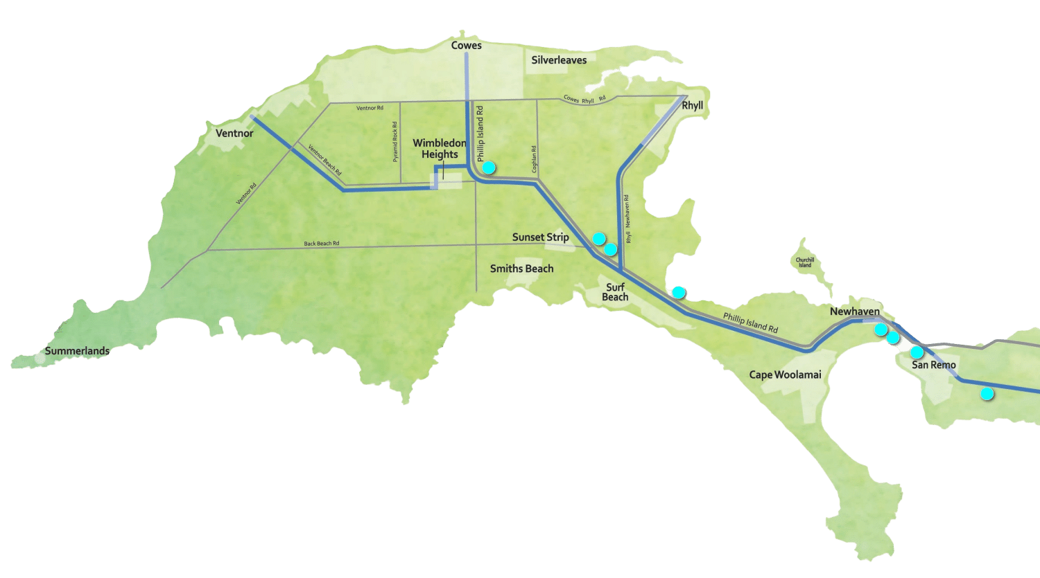 Westernport Water service area map showing valve replacements ...