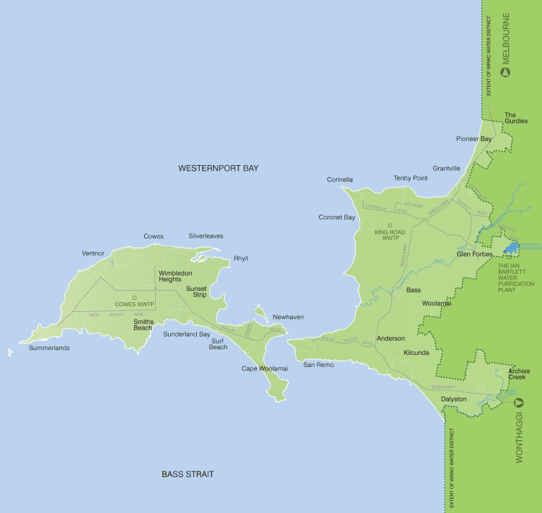 Service Area Map - blue water - Westernport Water