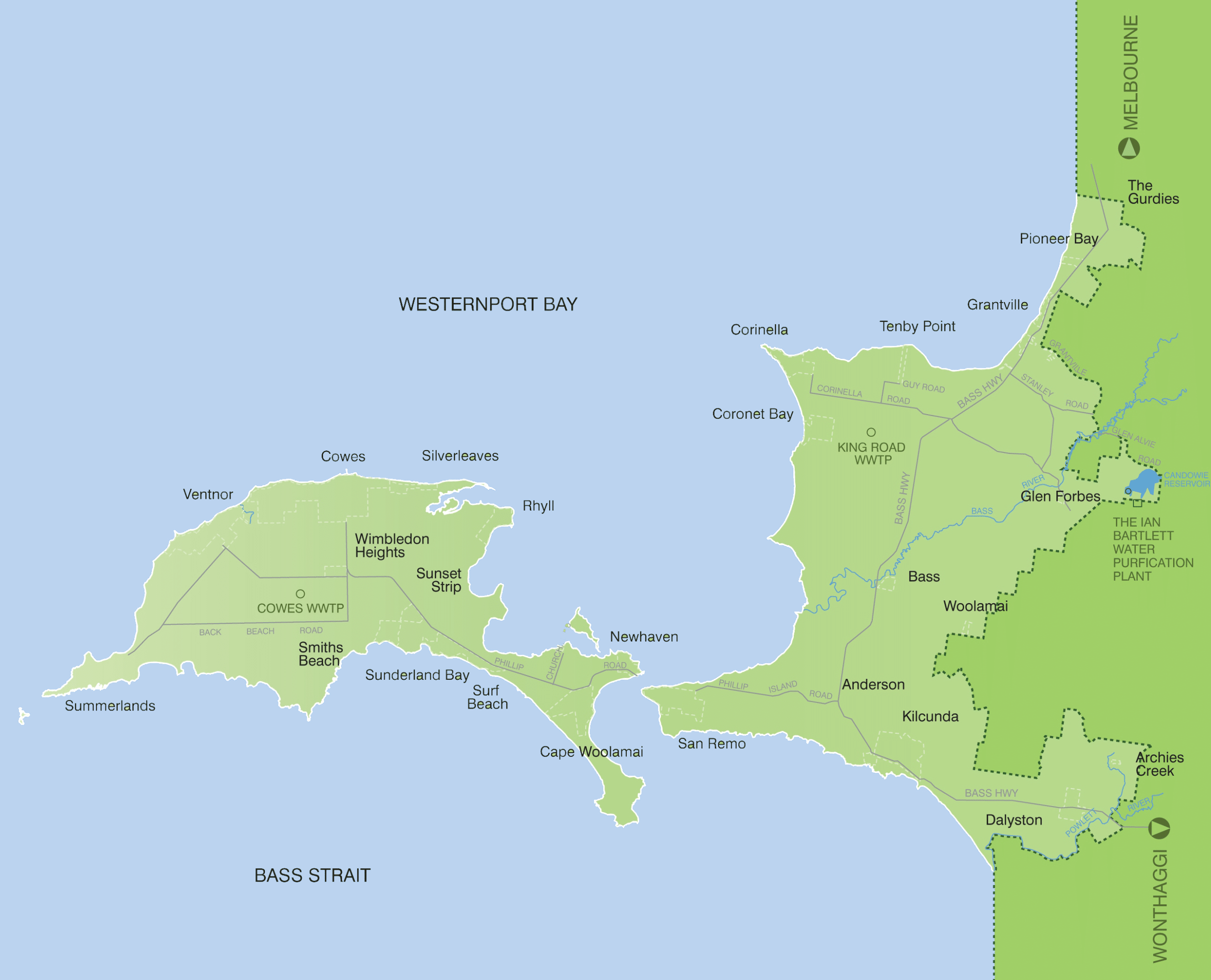 Service Area Map - blue water - cropped - Westernport Water